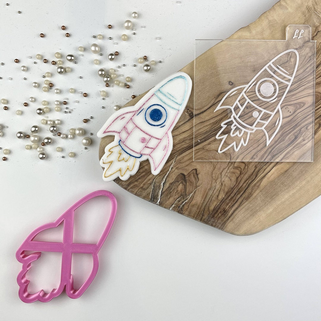 Space Rocket Cookie Cutter and Embosser, Space Cookie Cutter, Fondant ...