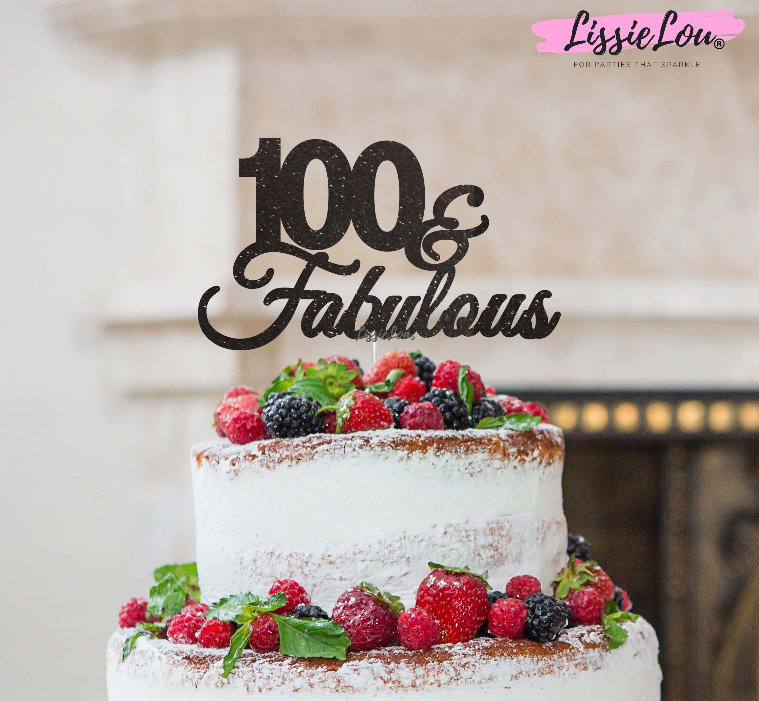 100 & Fabulous Cake Topper 100th Birthday Glitter Card - Etsy