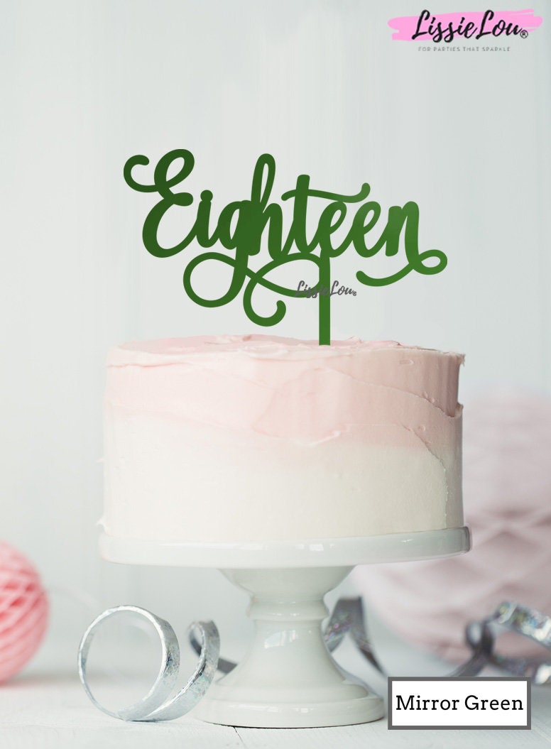 Eighteen Swirly Font 18th Birthday Cake Topper Premium 3mm | Etsy