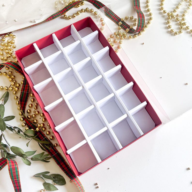 Red Christmas Advent Rectangle Cookie Boxes With Clear Lid – 240mm X ...