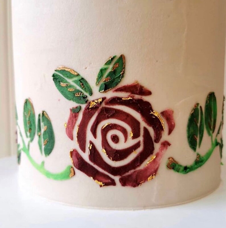 The Wild Rose Cake Stencil Border Design - Etsy