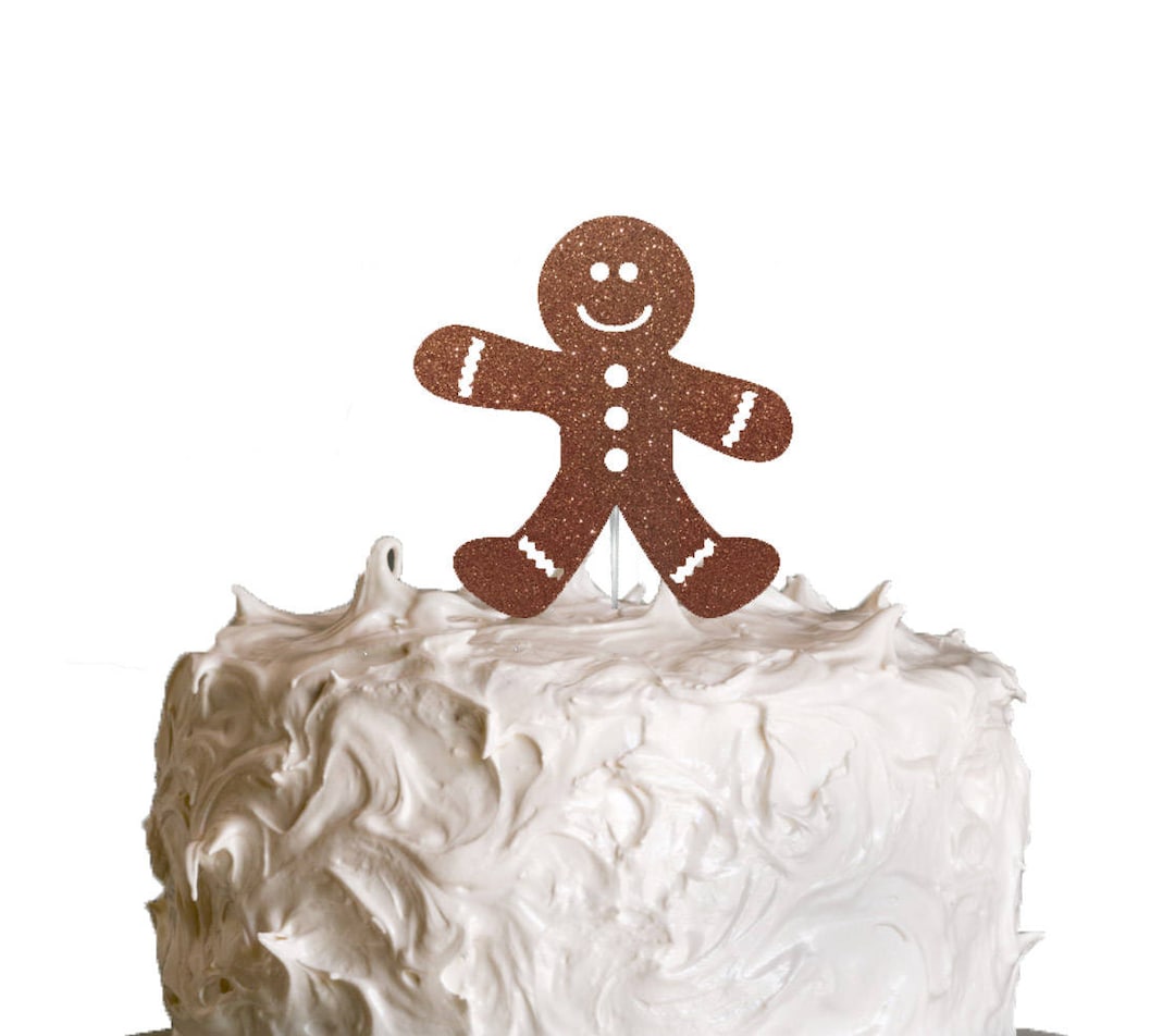 Gingerbread Man Christmas Cake Topper Glitter Xmas Cake Topper Glittery ...