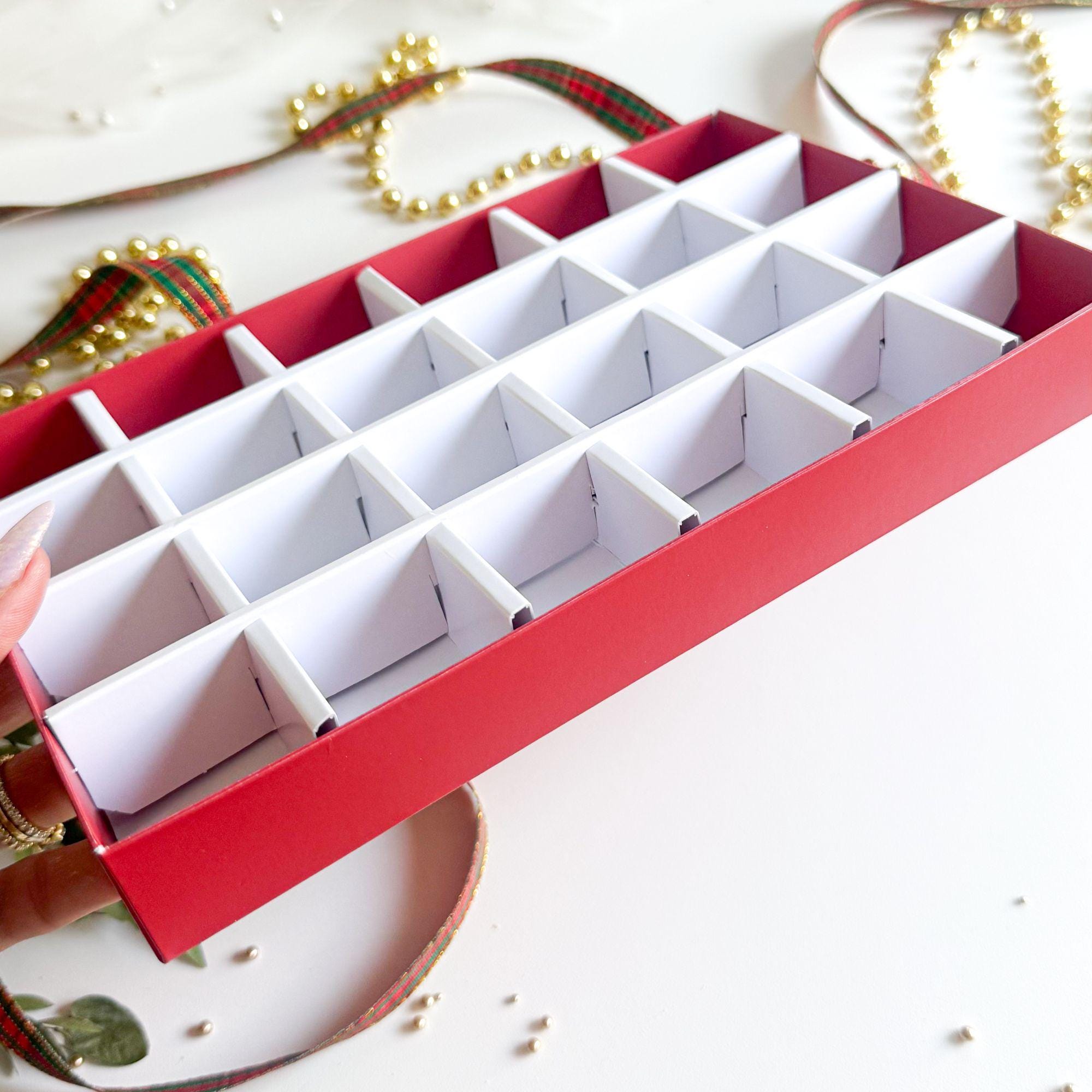 Red Christmas Advent Rectangle Cookie Boxes With Clear Lid – 240mm X ...