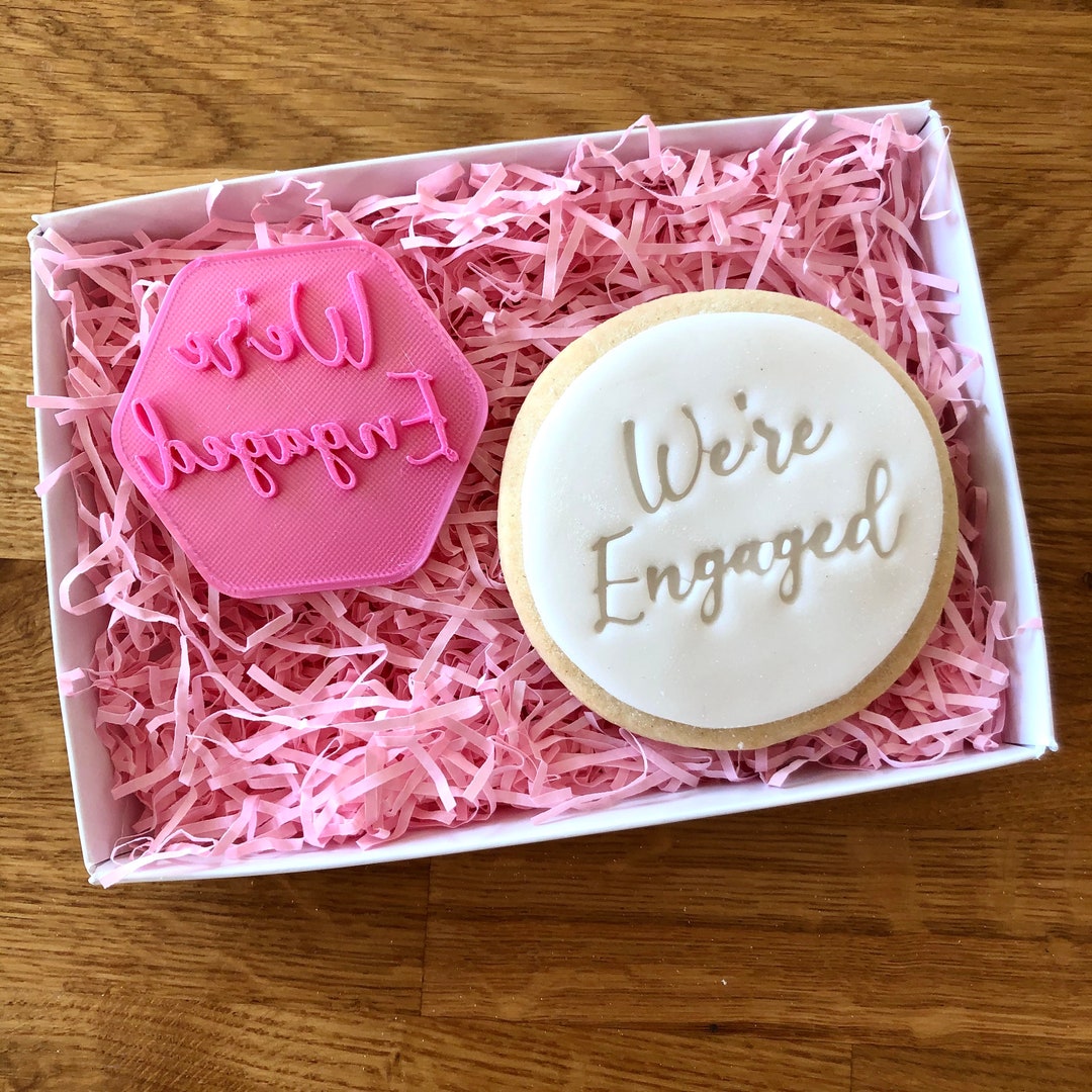 Were Engaged Cookie Stamp, Fondant Stamp, Cookie Embosser, Engagement ...