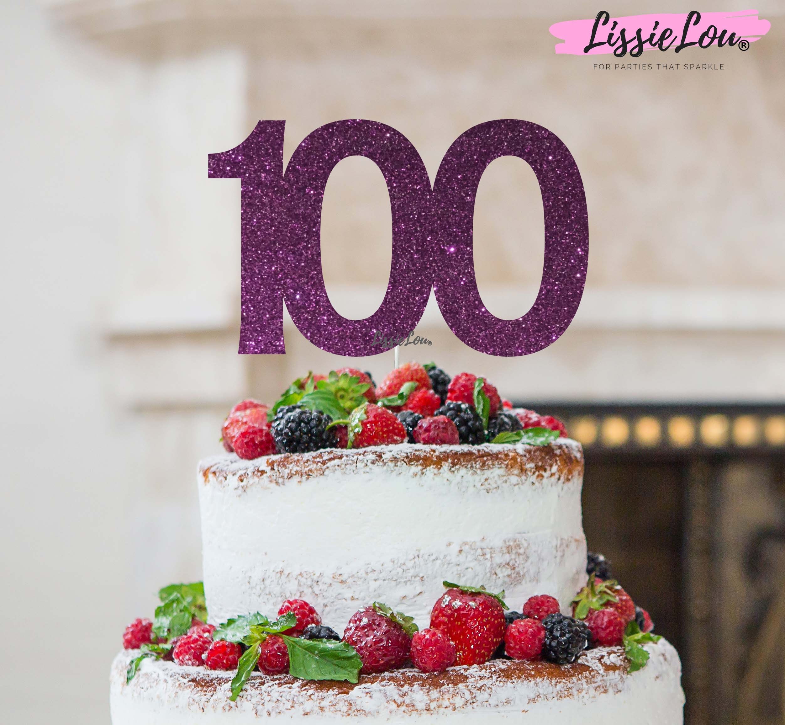 100th Birthday Cake Topper Glitter Card | Etsy