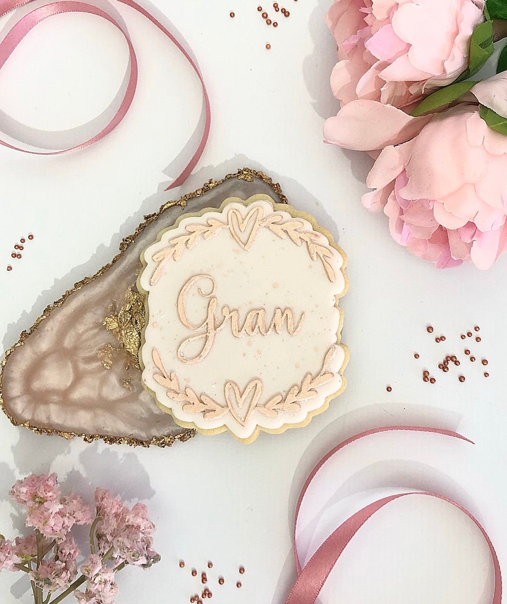 Gran With Heart and Vine Border Cookie Cutter and Embosser, Happy ...