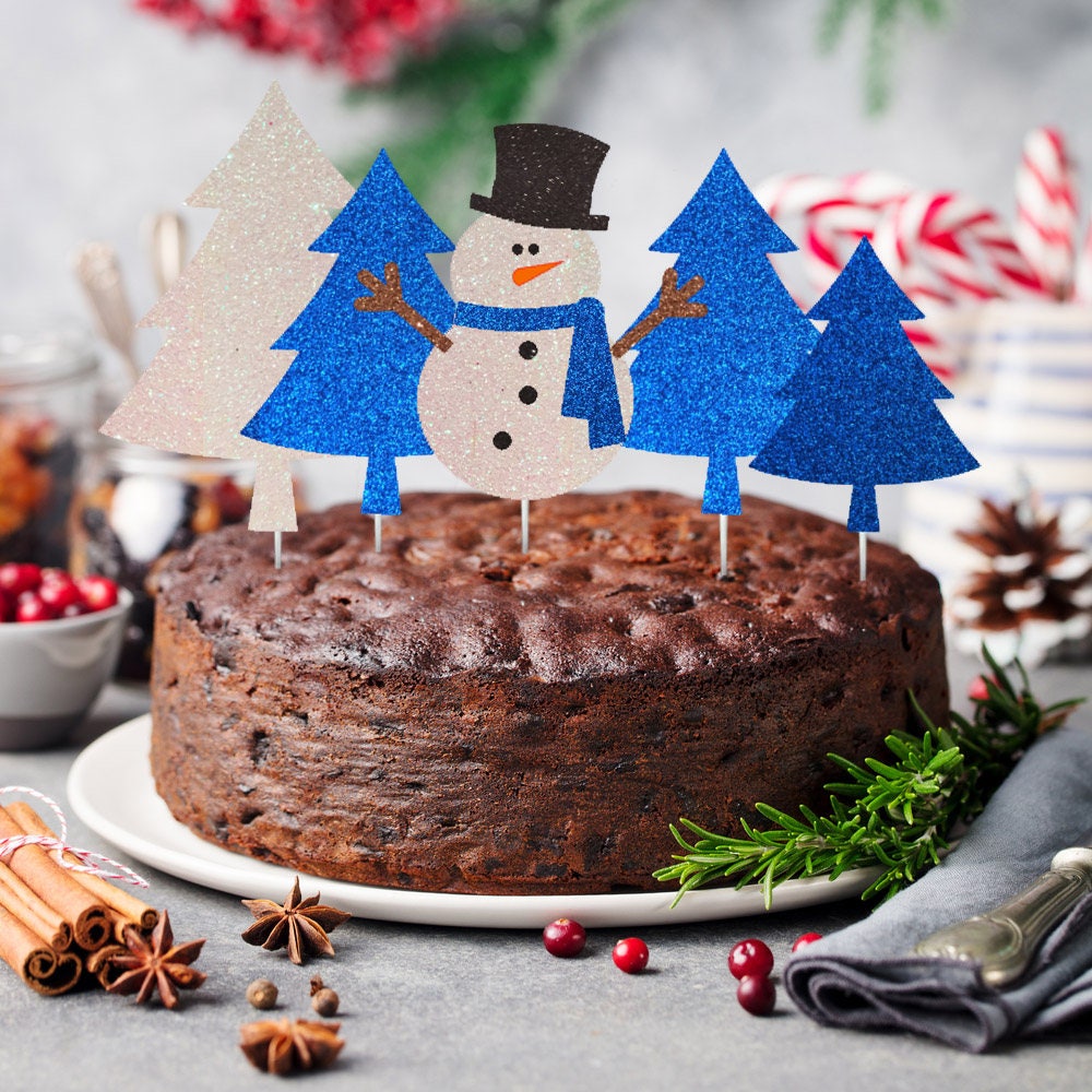 Snowman Winter Christmas Scene Cake Topper Xmas Cake Topper - Etsy