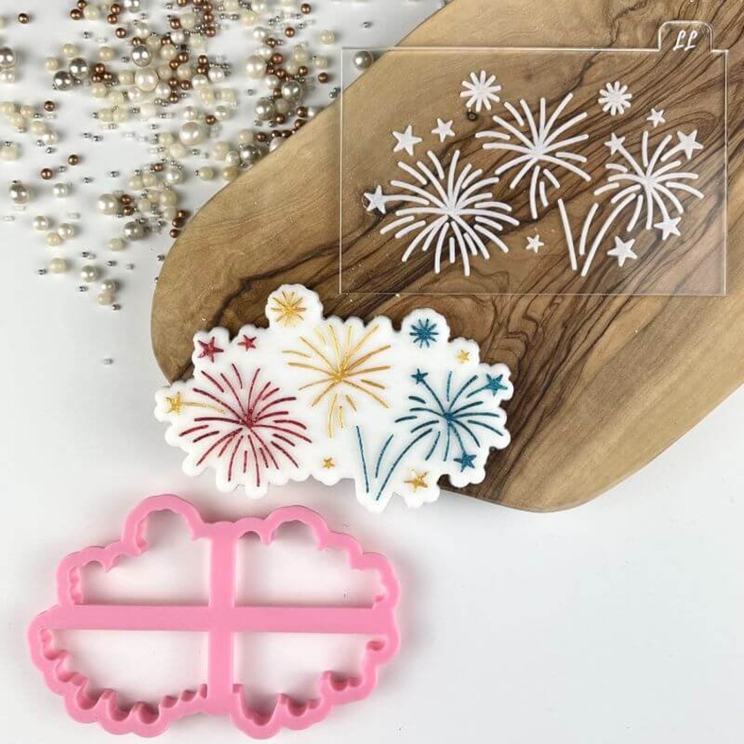 Fireworks Cookie Cutter and Embosser New Years Cookie Stamp - Etsy