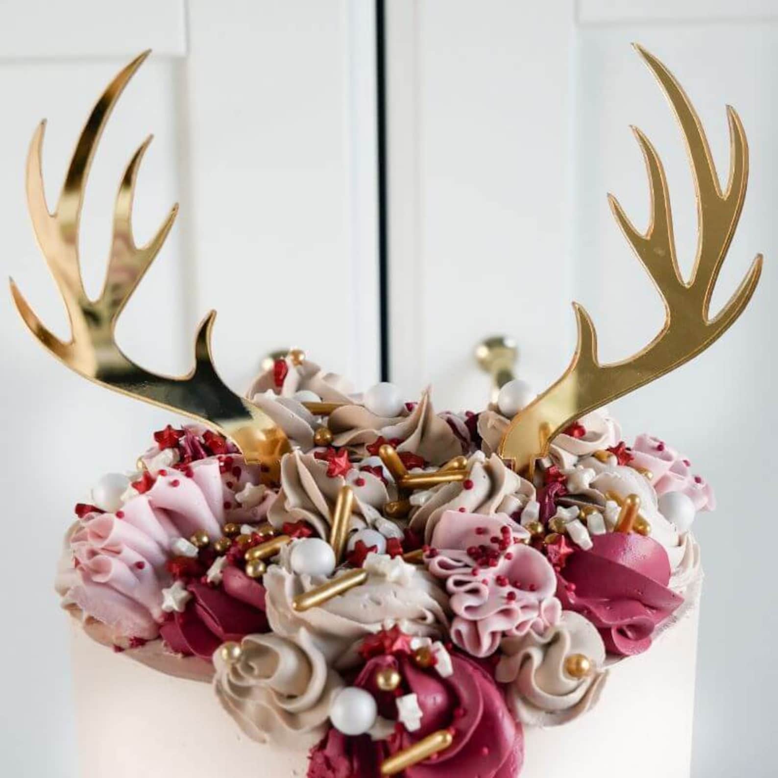 Modern Rudolf Antler Set Christmas Cake Topper Premium 3mm - Etsy