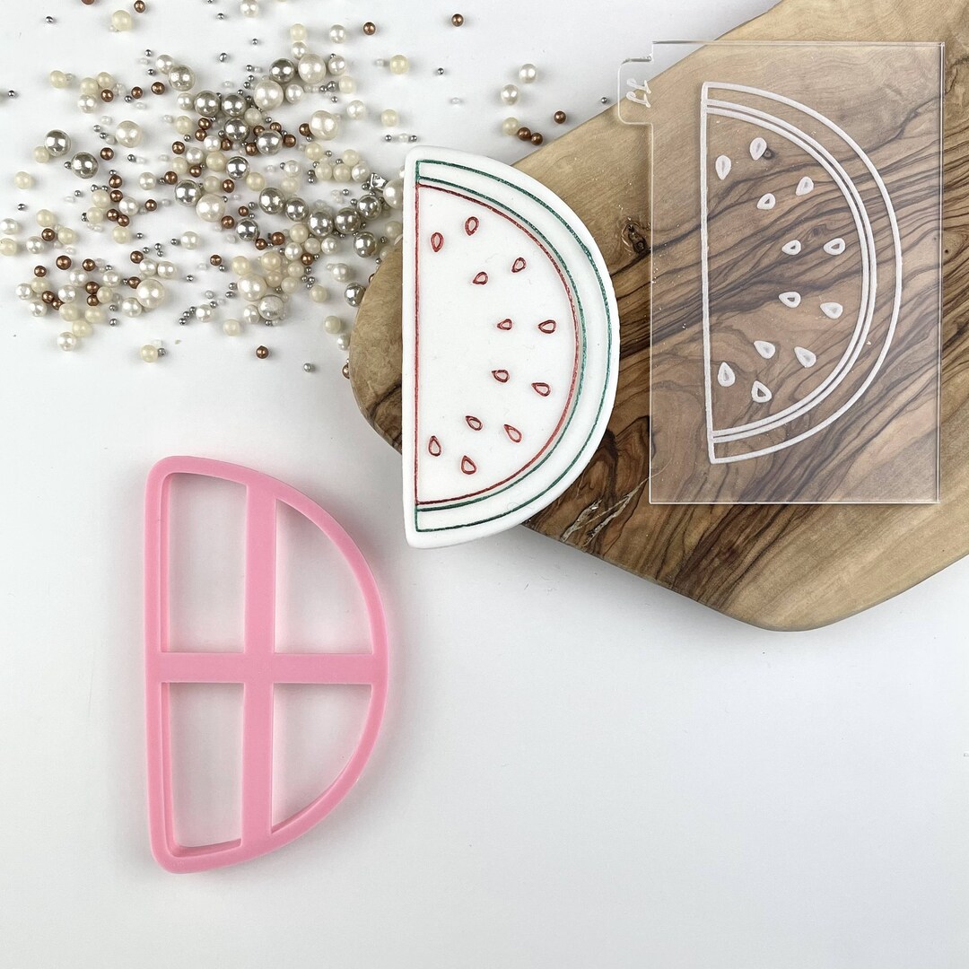 Watermelon Cookie Cutter and Embosser, Summer Cookie Stamp, Beach ...
