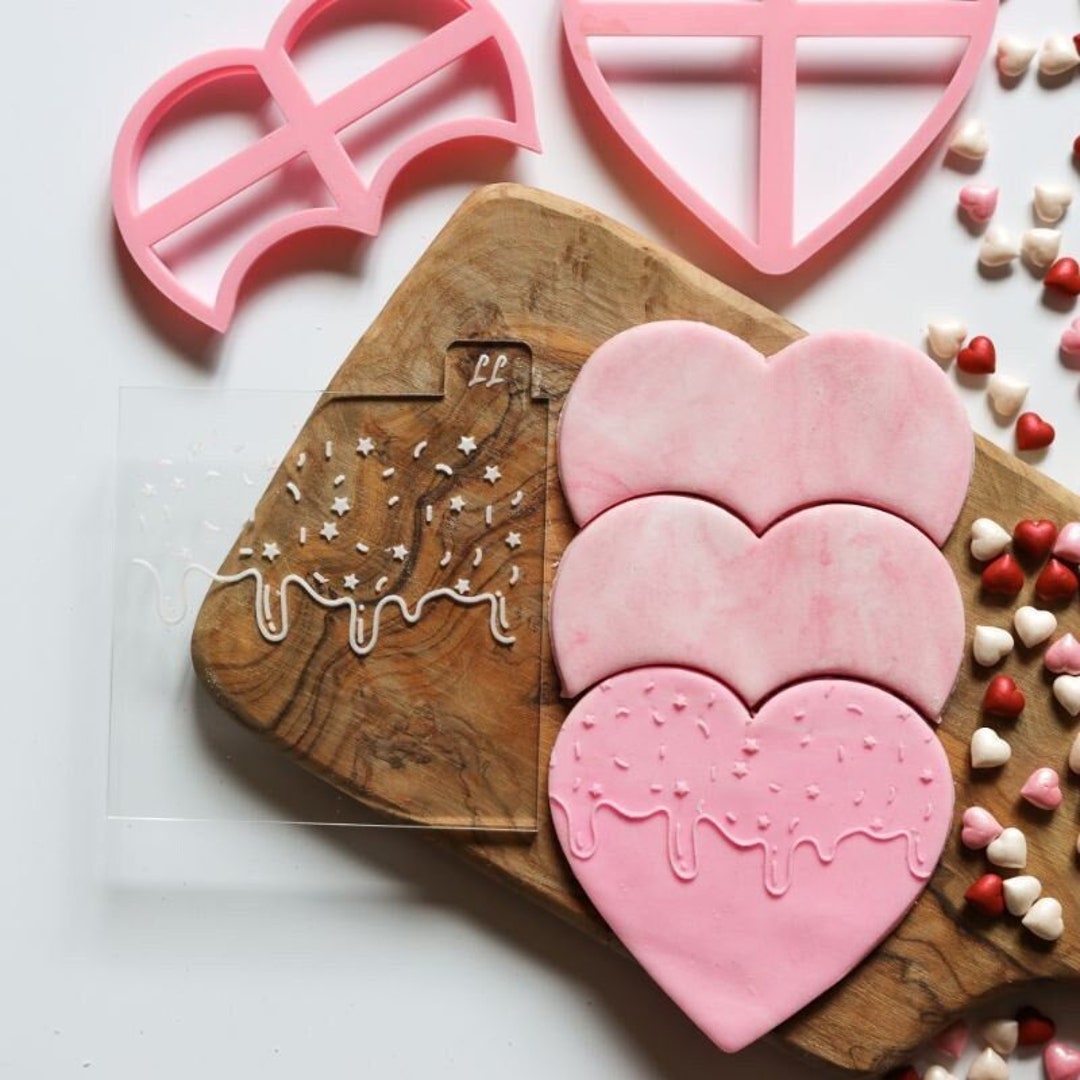 Love Heart Doughnut Set Cookie Cutter and Embosser, Valentines Cookie ...