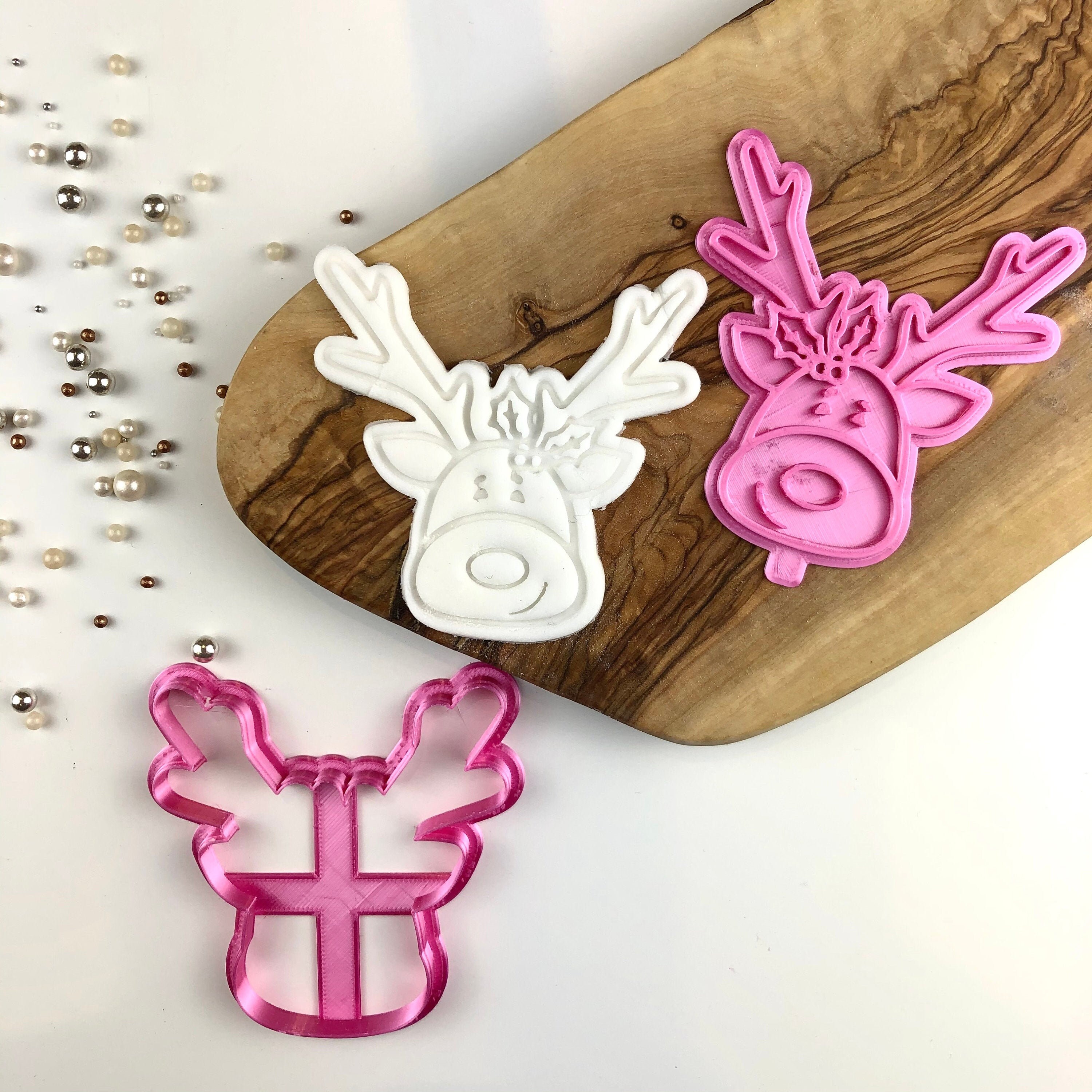 Rudolf Face Cookie Cutter and Stamp, Christmas Cookie Cutter, Merry ...