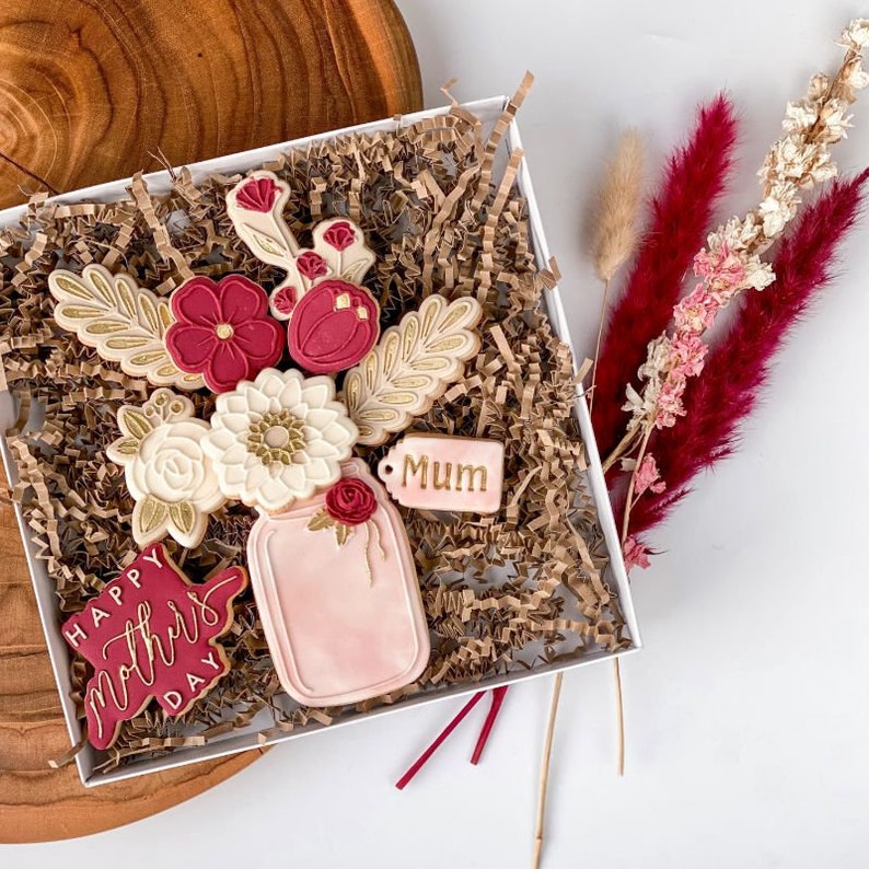 Jar and Flowers Set Cookie Cutter and Embosser Happy - Etsy