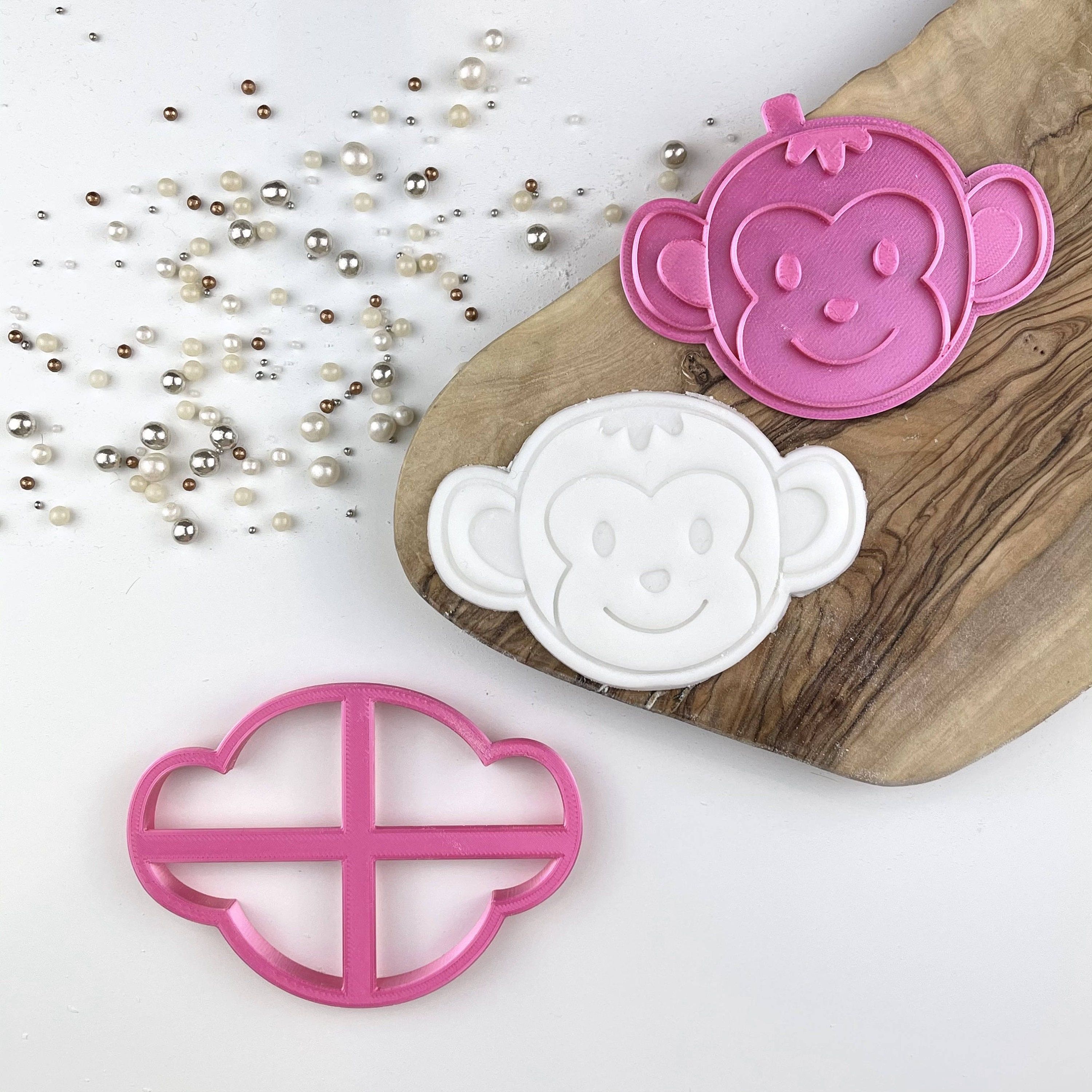 Monkey Cookie Cutter and Stamp, Jungle Cookie Cutter, Fondant Embosser ...