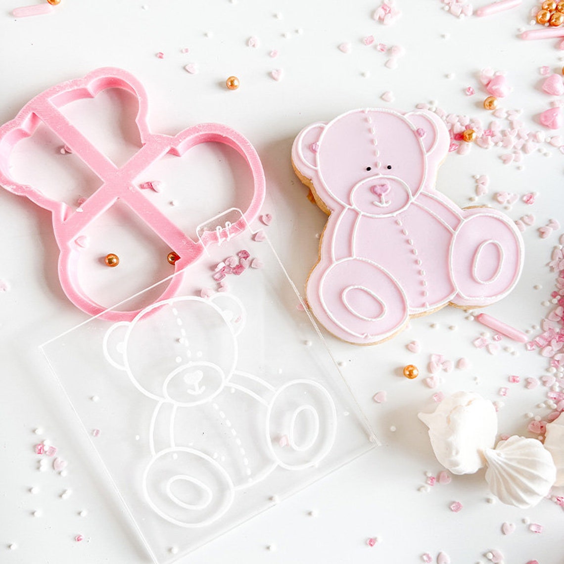 Sitting Teddy Bear Cookie Cutter and Embosser Baby Shower - Etsy