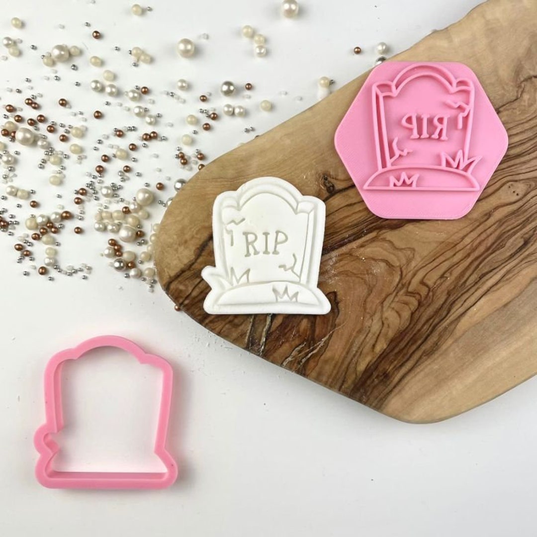 Mini Gravestone Cookie Cutter and Stamp, Halloween Cookie Stamp ...