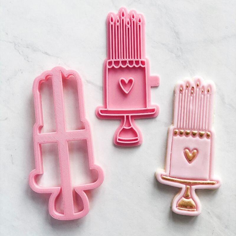 Birthday Cake Cookie Cutter and Stamp, Happy Birthday Cookie Stamp ...