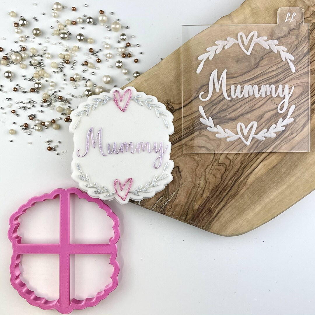Mummy With Heart and Vine Border Cookie Cutter and Embosser, Happy ...