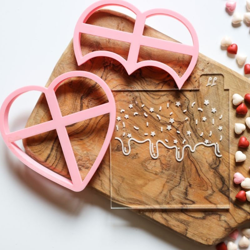 Love Heart Doughnut Set Cookie Cutter and Embosser, Valentines Cookie ...
