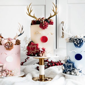 Modern Rudolf Antler Set Christmas Cake Topper Navy, Premium 3mm ...
