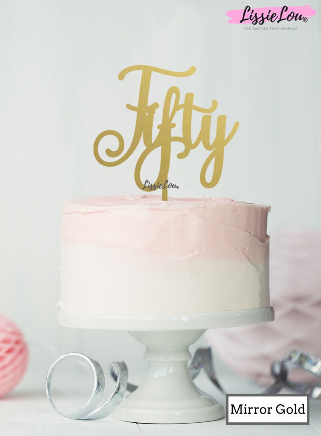 Fifty Swirly Font 50th Birthday Cake Topper Premium 3mm Acrylic - Etsy