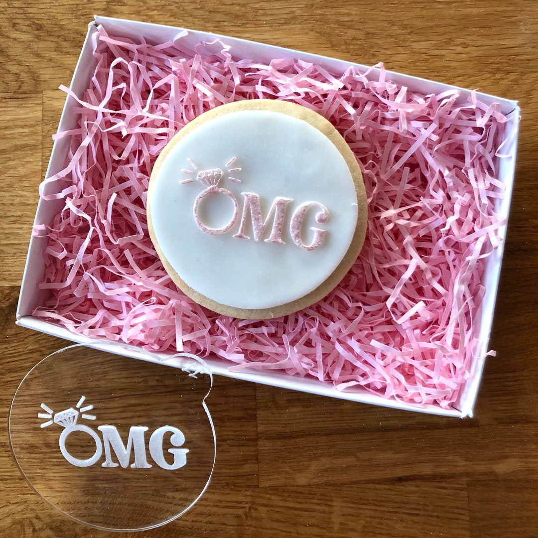 OMG Engaged Cookie Embosser, Engagement Cookie Stamp, Fondant Stamp ...