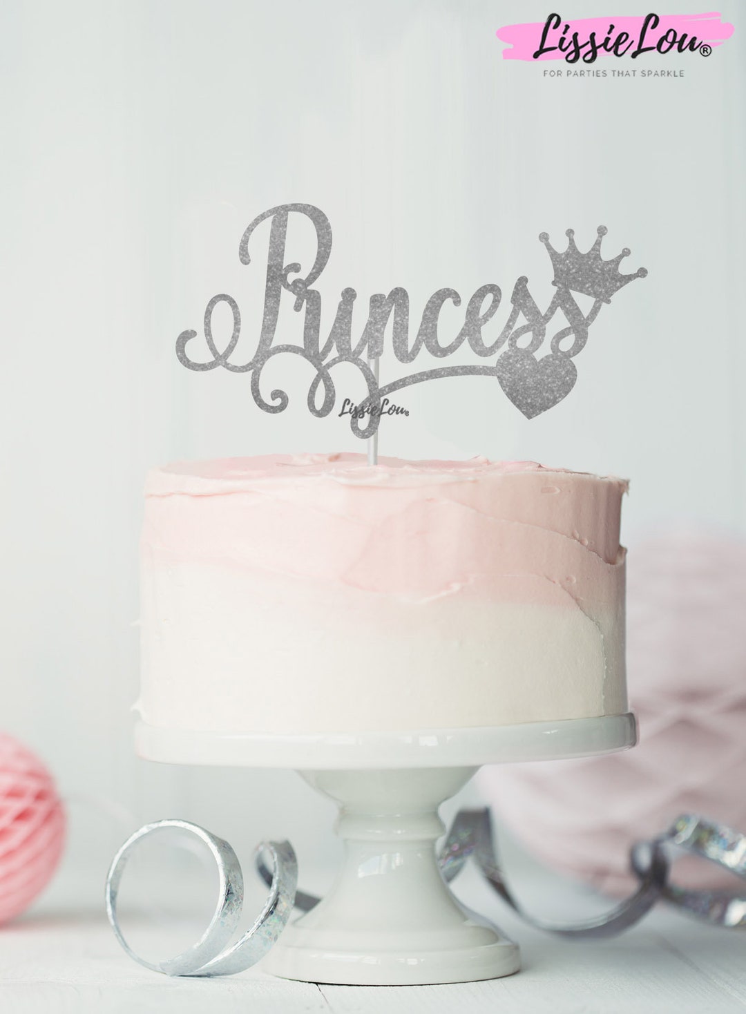 Princess Birthday Cake Topper Glitter Card - Etsy