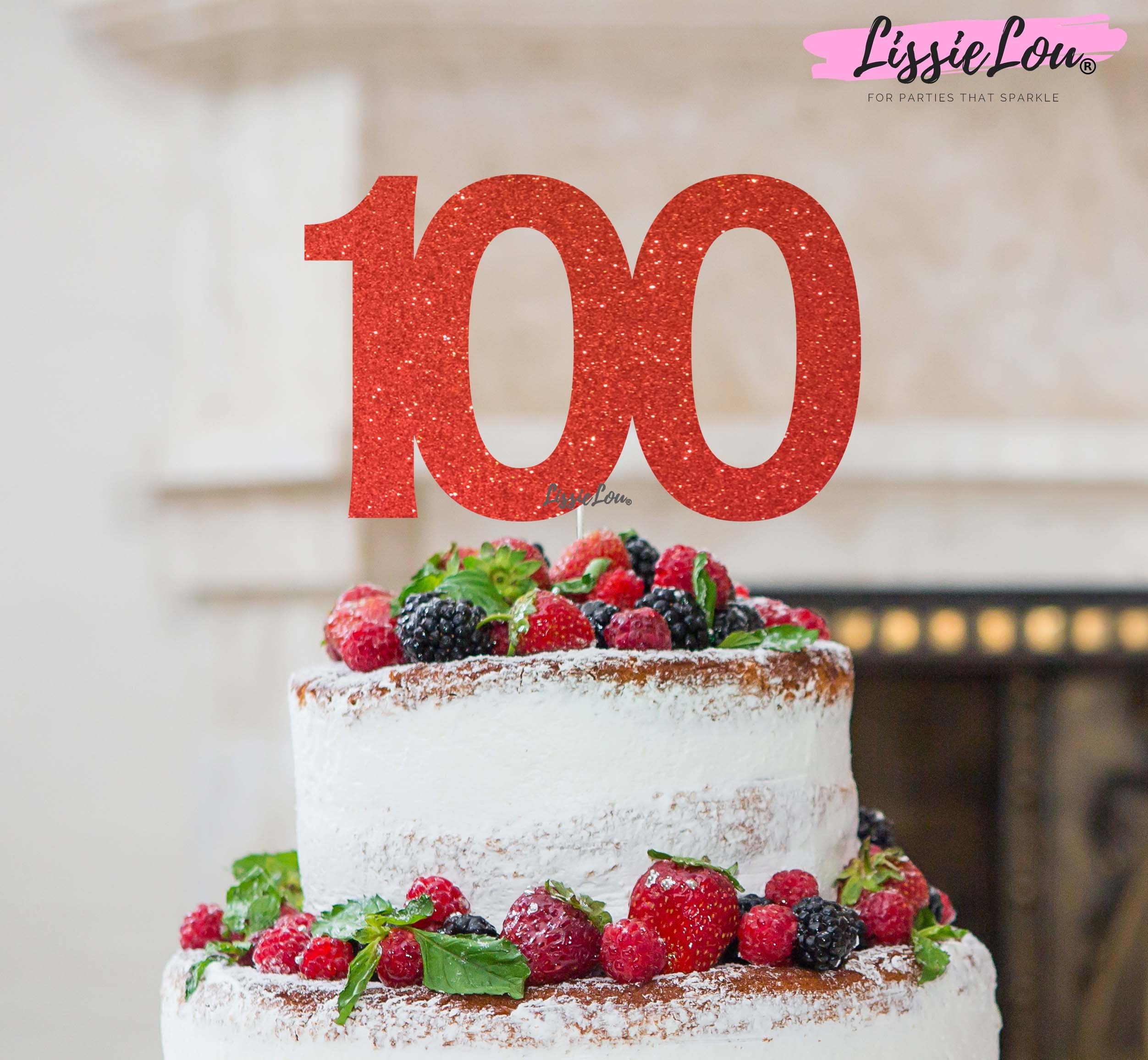 100th Birthday Cake Topper Glitter Card | Etsy