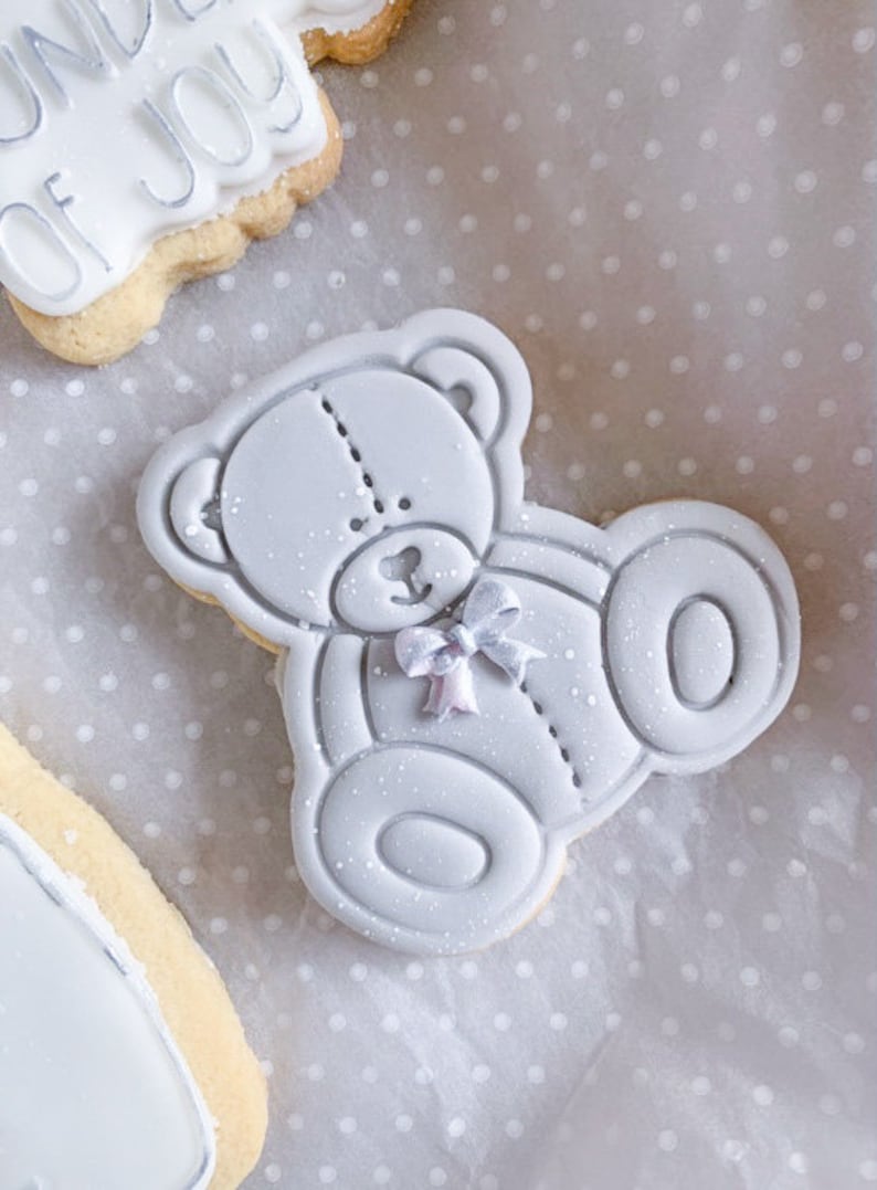 Sitting Teddy Bear Cookie Cutter and Stamp Baby Shower Cookie | Etsy