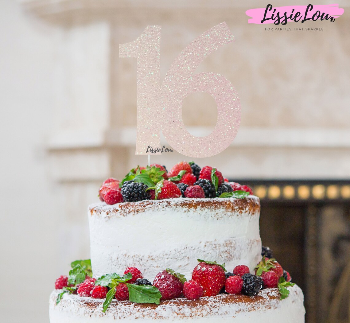 Number 16th Birthday Cake Topper Glitter Card - Etsy