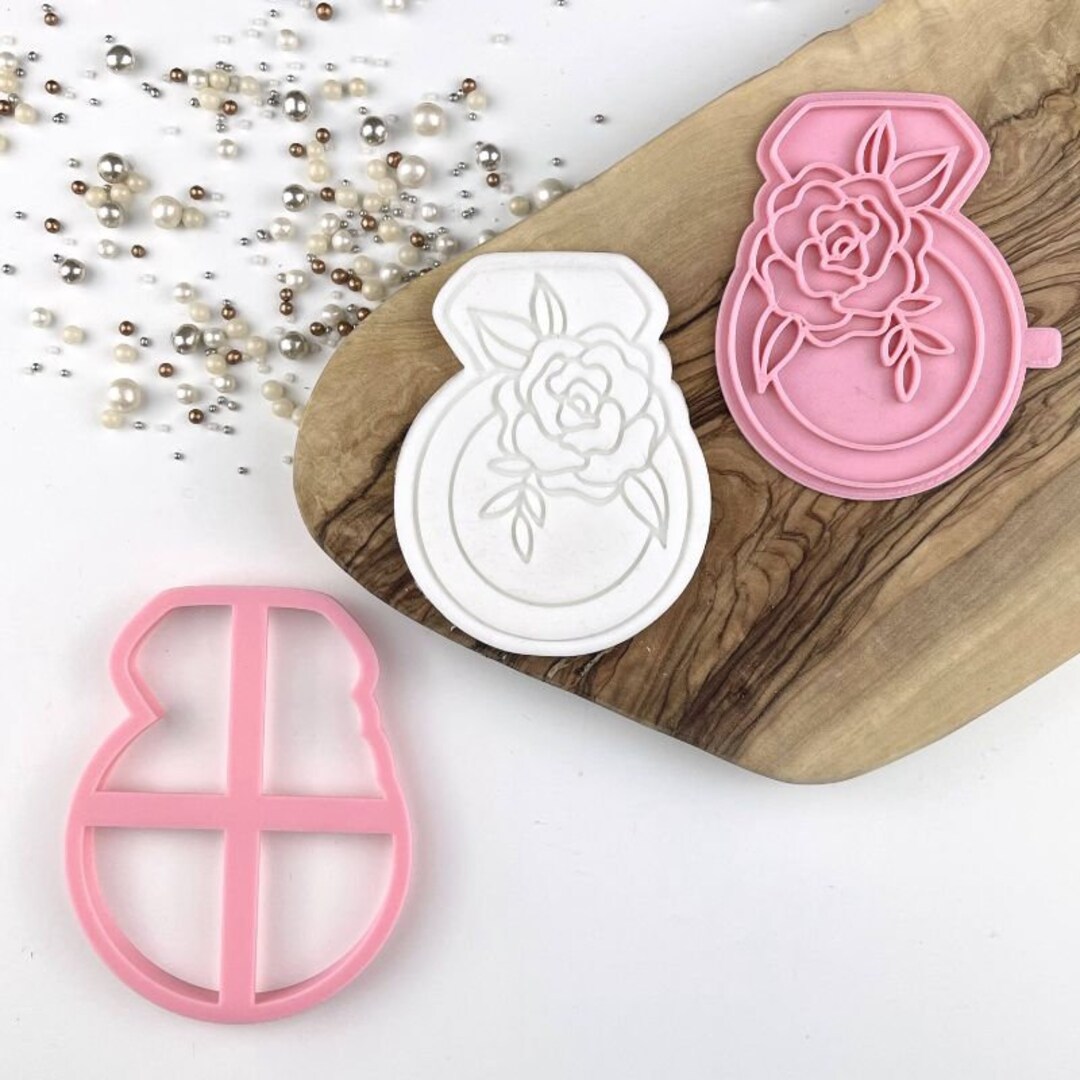 Ring With Flowers Cookie Cutter and Stamp, Hen Party Cookie Stamp ...