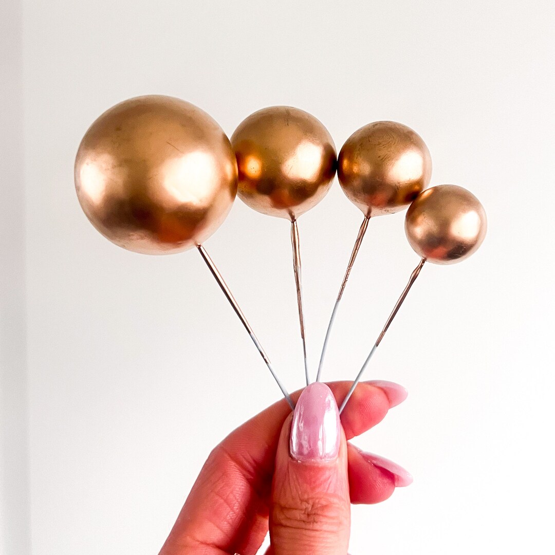 Cake Balls Set of 4 - Metallic Antique Gold Cake Decoration Cake Sphere ...