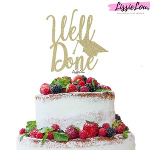 Well Done With Grad Hat Cake Topper Glitter Card - Etsy