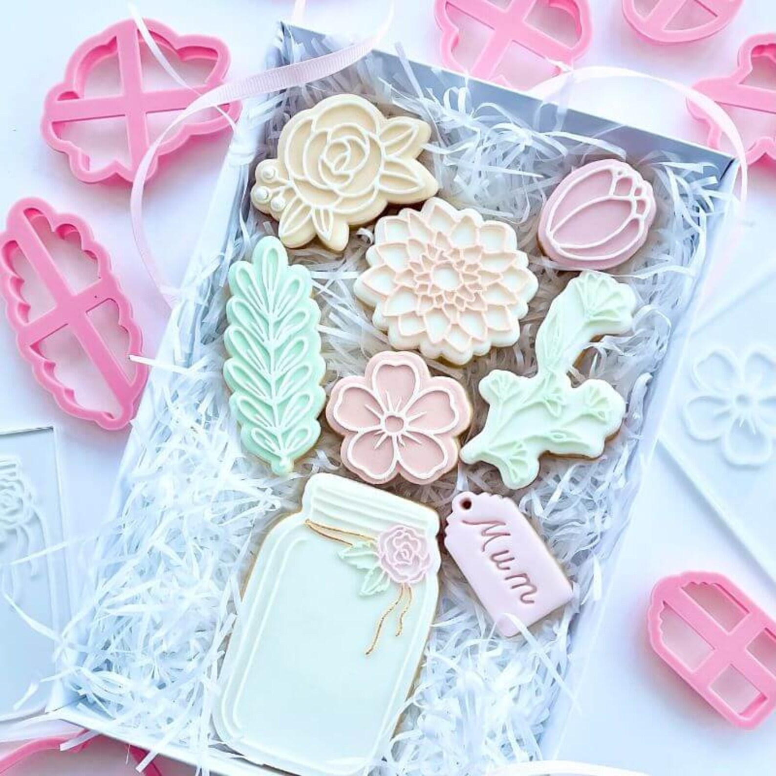 Jar and Flowers Set Cookie Cutter and Embosser Happy - Etsy