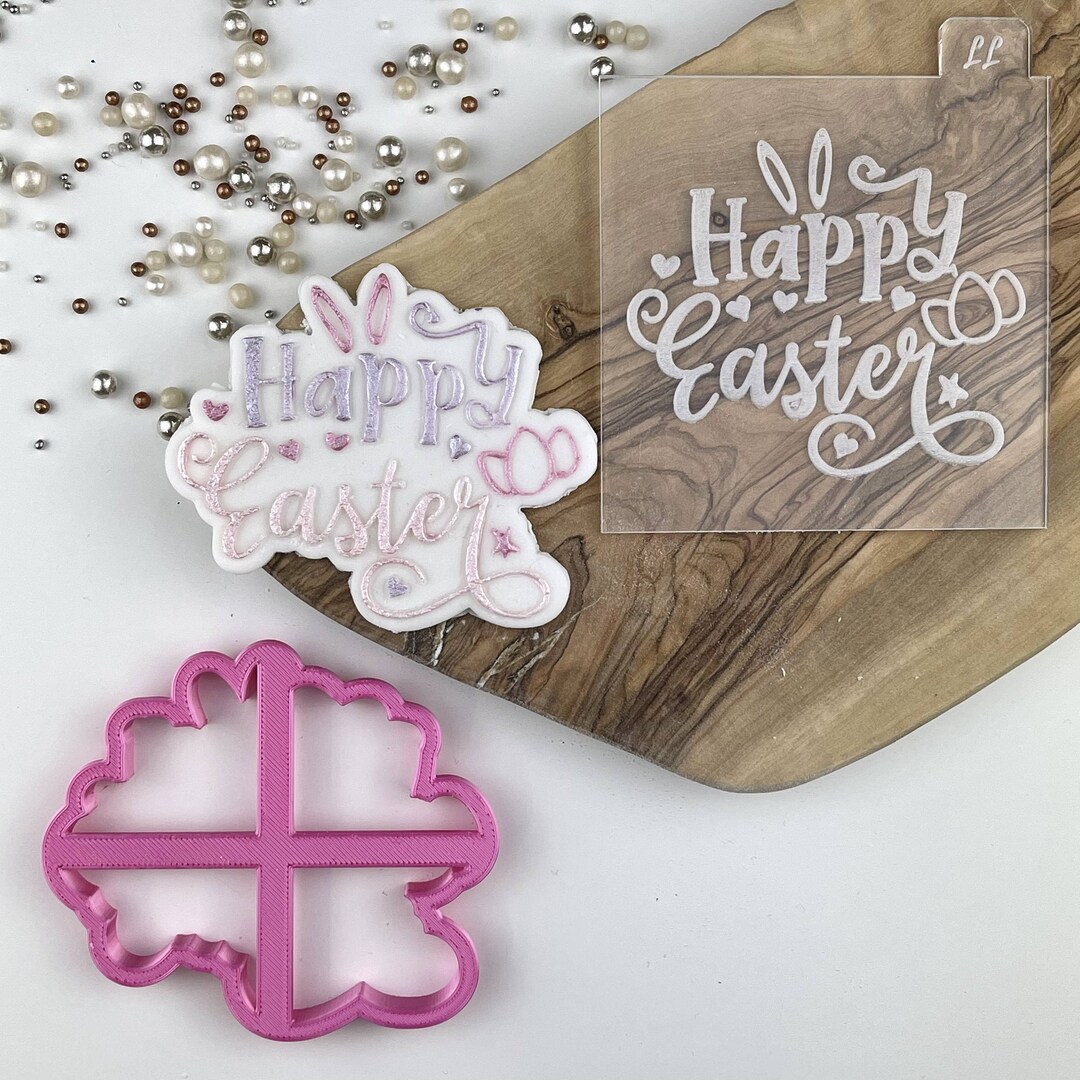 Happy Easter Style 3 Cookie Cutter and Embosser, Happy Easter, Easter ...