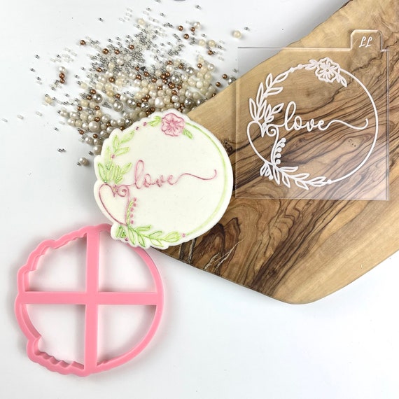 Love in Floral Circle in Verity Font Cookie Cutter and | Etsy