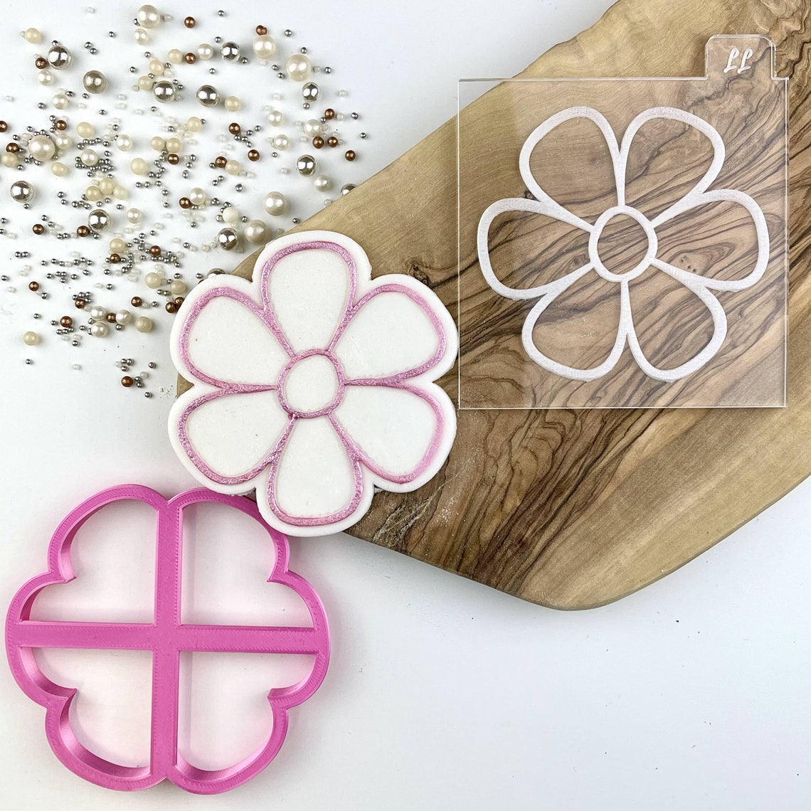 Simple Flower Outline Cookie Cutter and Embosser Floral | Etsy UK