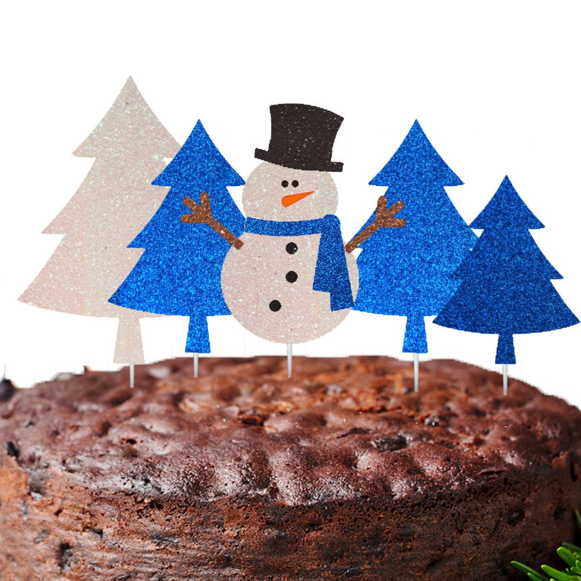 Snowman Winter Christmas Scene Cake Topper Xmas Cake Topper - Etsy