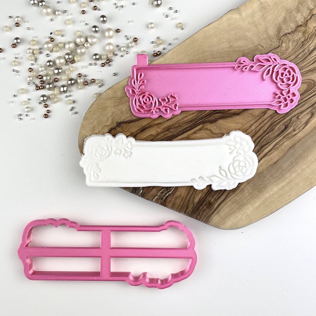 Floral Rectangle Cookie Cutter and Stamp, Floral Cookie Stamp, Wedding ...