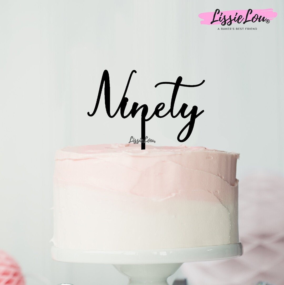 Number Ninety Birthday Cake Topper Eden Font Style in Premium 3mm ...