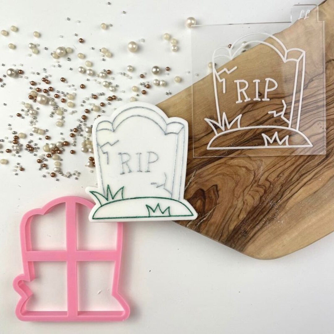 Gravestone Cookie Cutter and Embosser, Halloween Cookie Stamp, Pumpkin ...