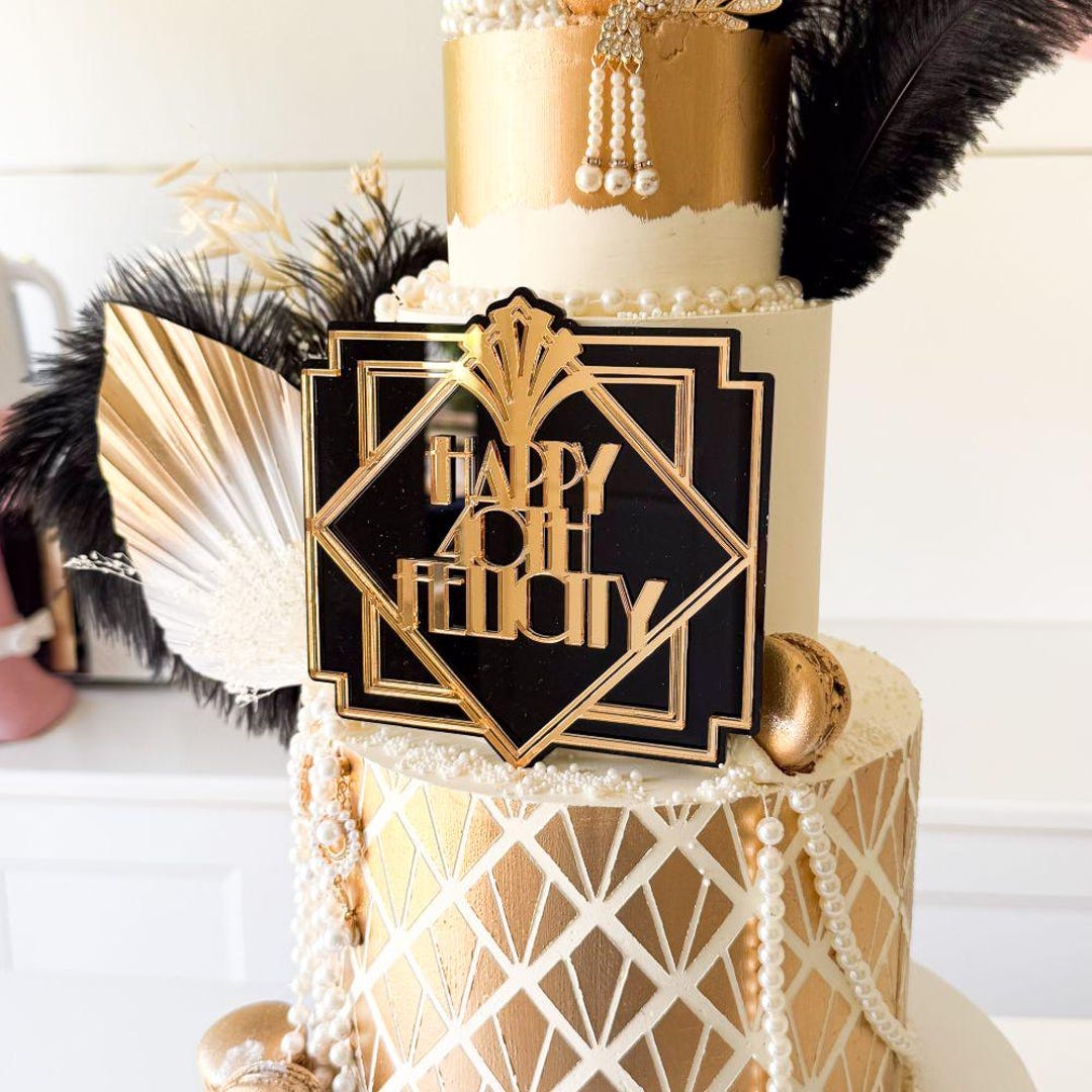 Great Gatsby Cake Topper – Art Deco Party Decoration – Double Layer ...