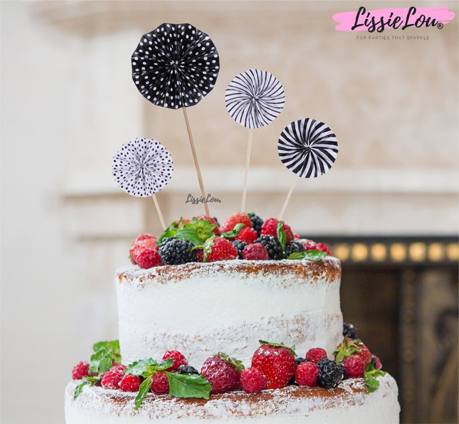 Party Fans Cake Toppers Set of 4 - Etsy