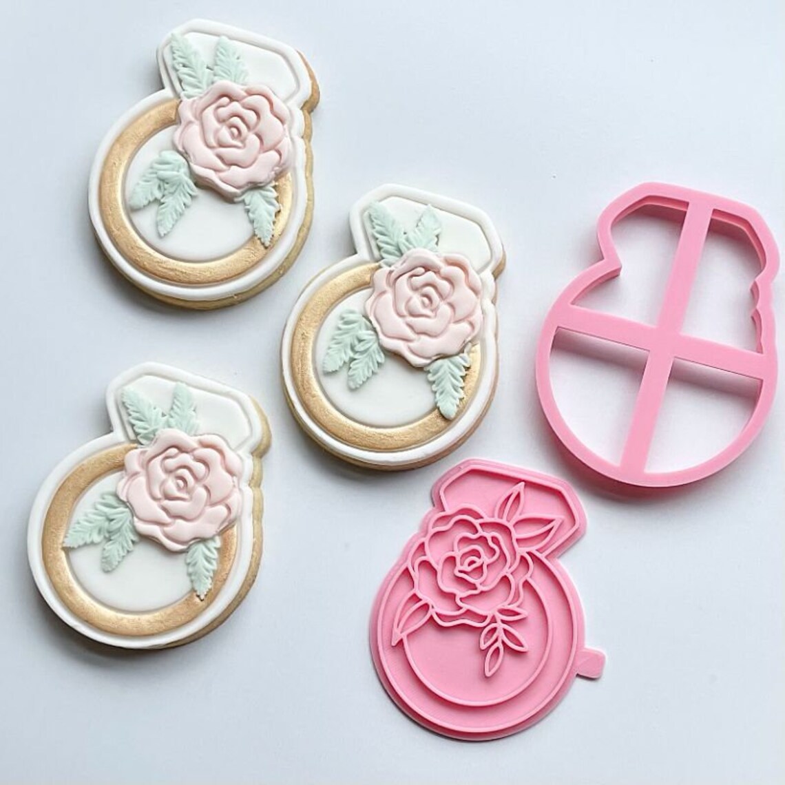 Ring With Flowers Cookie Cutter and Stamp, Hen Party Cookie Stamp ...