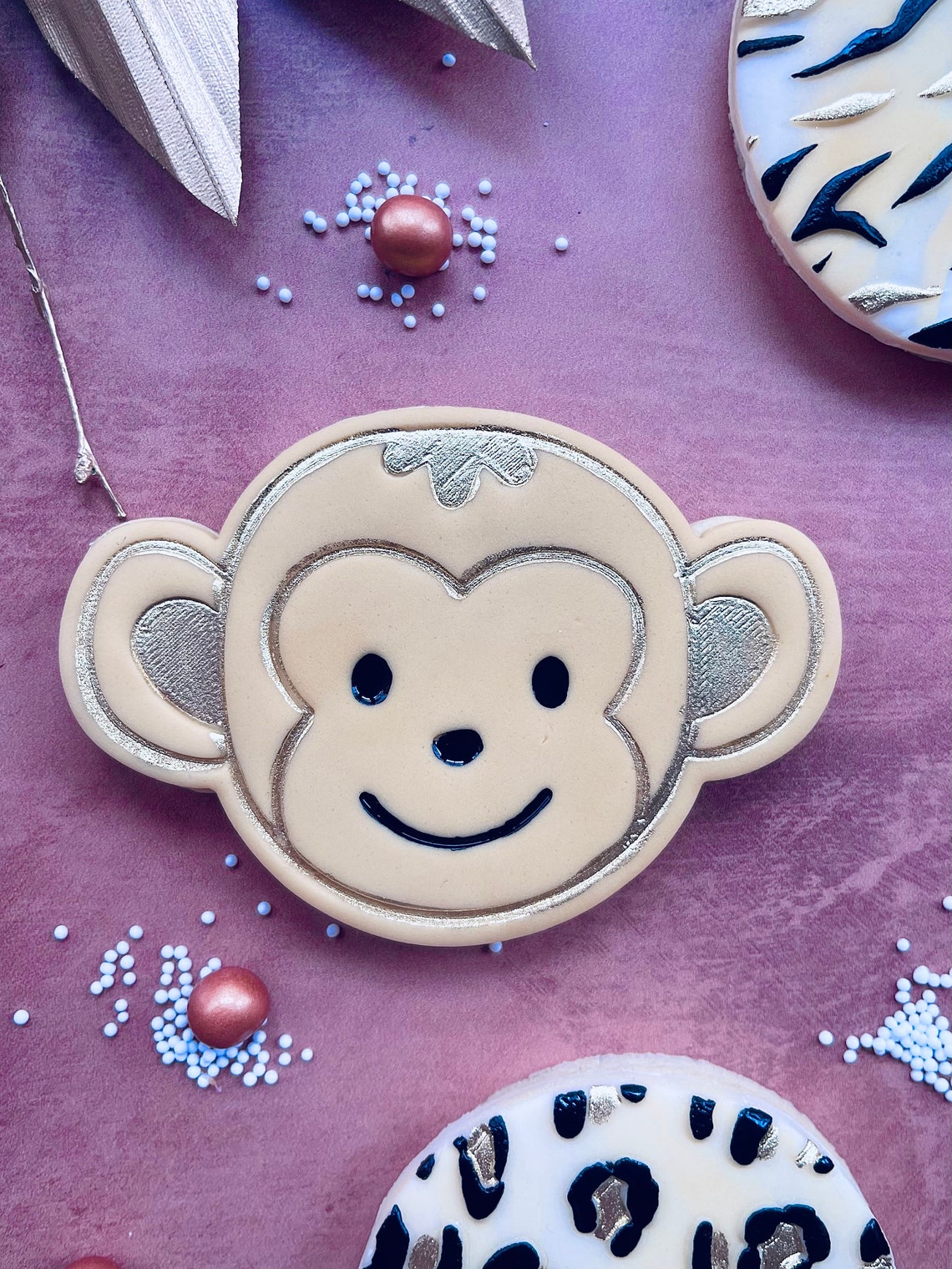 Monkey Cookie Cutter and Stamp, Jungle Cookie Cutter, Fondant Embosser ...