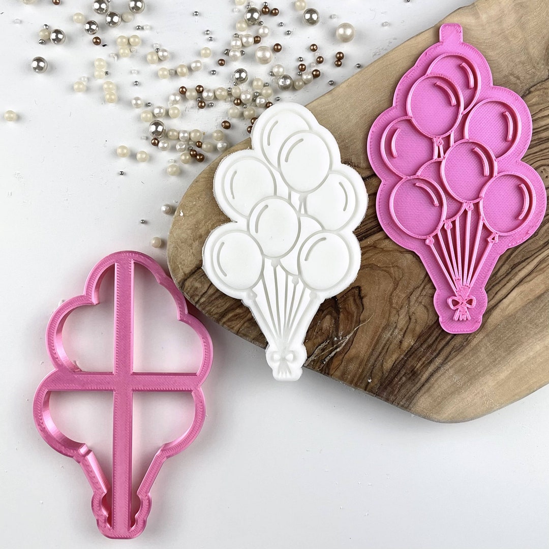 Birthday Balloons Cookie Cutter and Stamp, Happy Birthday Cookie Stamp ...