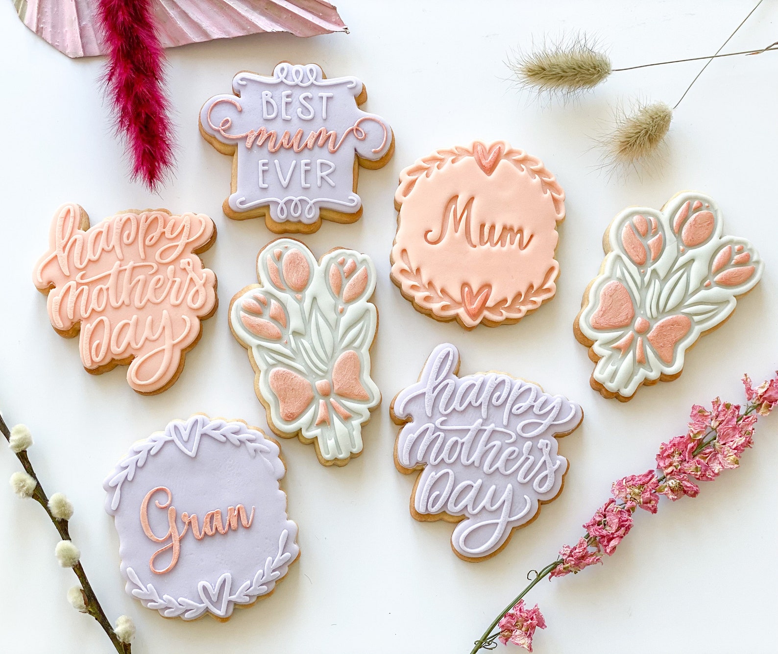 Mum With Heart and Vine Border Cookie Cutter and Stamp, Happy Mother's ...