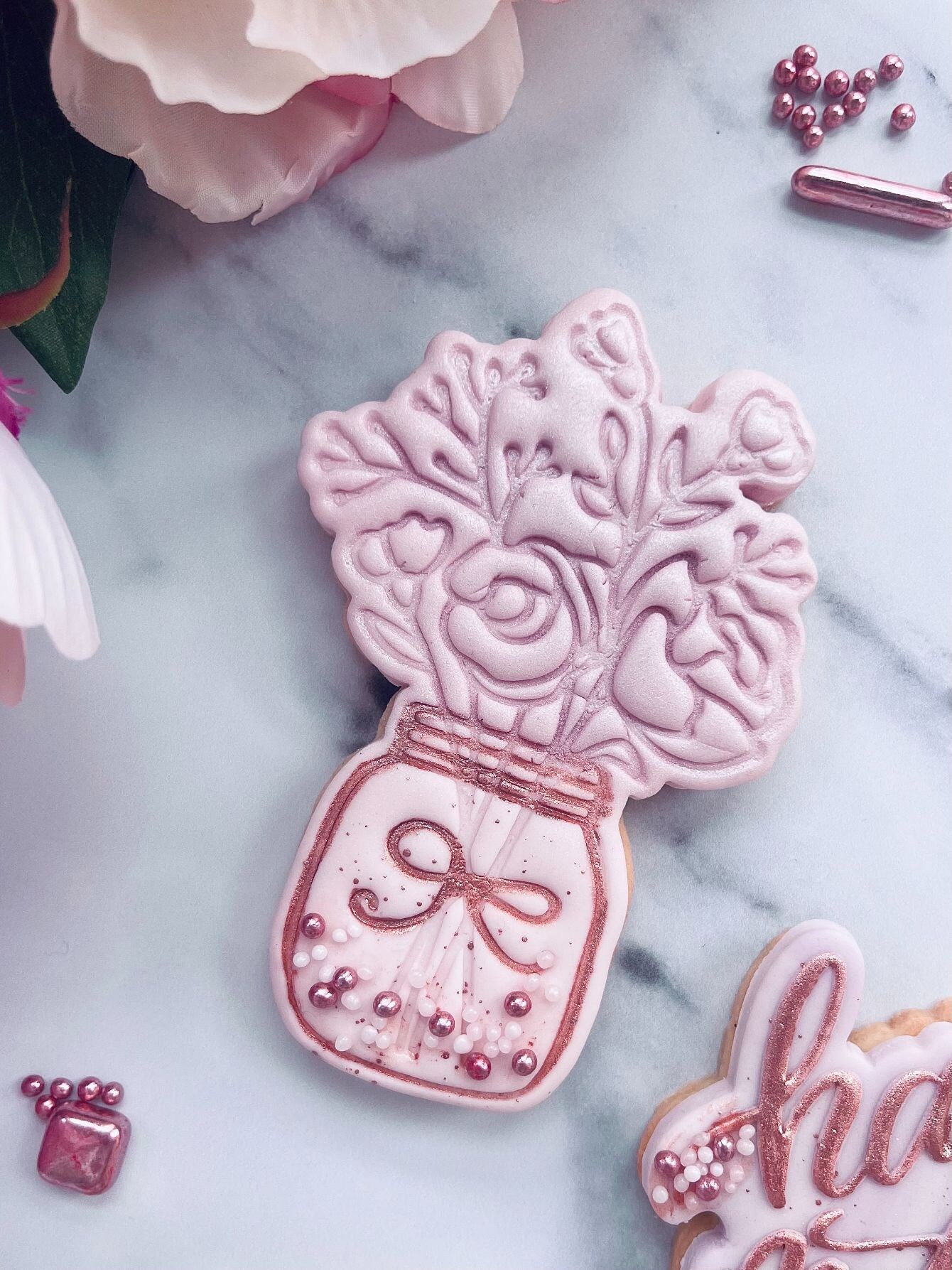 Jar of Flowers Cookie Cutter and Stamp, Happy Mother's Day, Mum Cookie ...