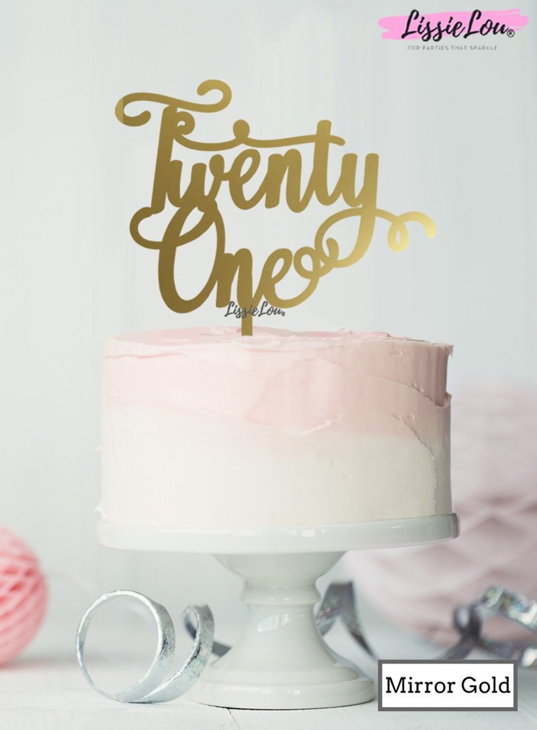 Twenty First Swirly Font 21st Birthday Cake Topper Premium 3mm Acrylic ...
