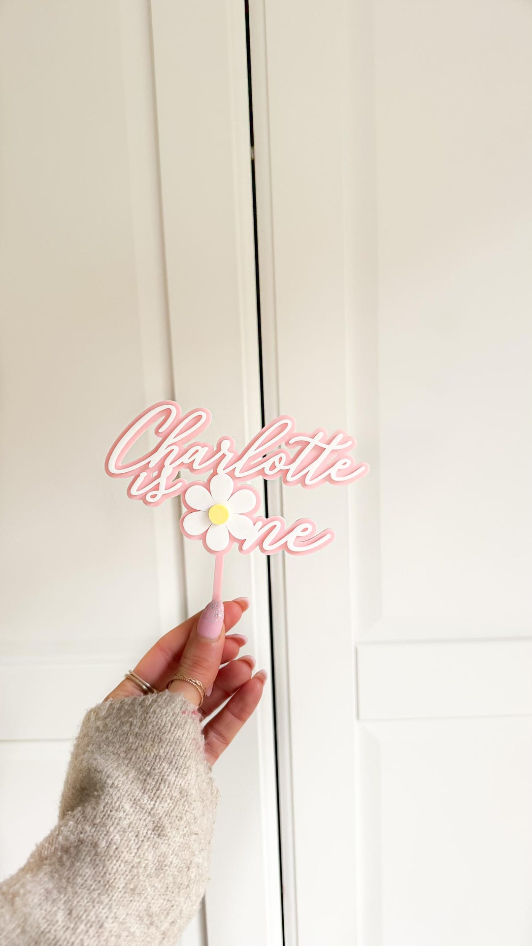 Charlotte Font With Daisy Flower Double Layer Cake Topper or Motif ...